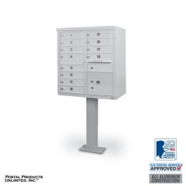 12-Door F-Spec Cluster Box Unit with Pedestal (Grey)